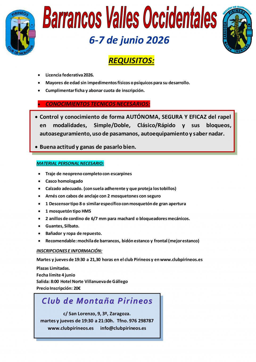BARRANCOS: VALLES OCCIDENTALES – Club Montaña Pirineos – Zaragoza